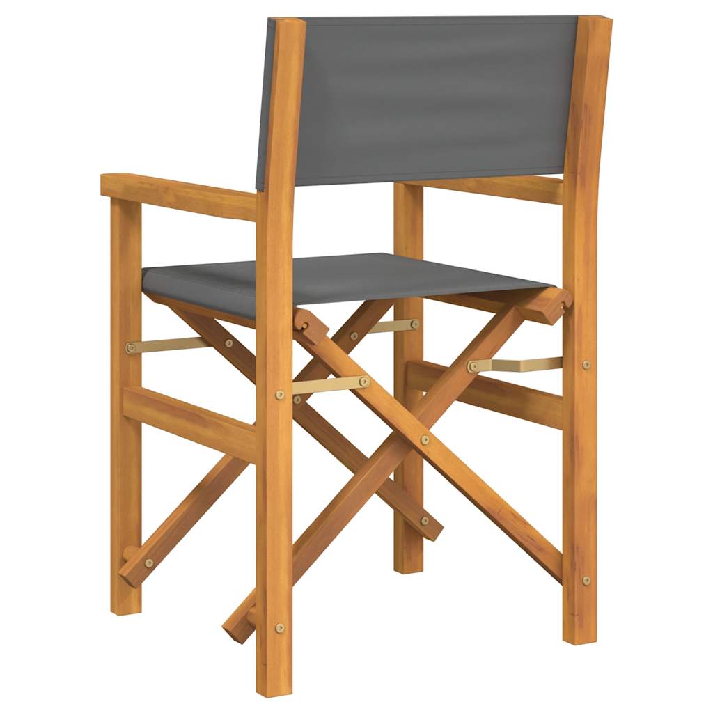 Folding Director s Chairs 2 pcs Grey Solid Wood Teak
